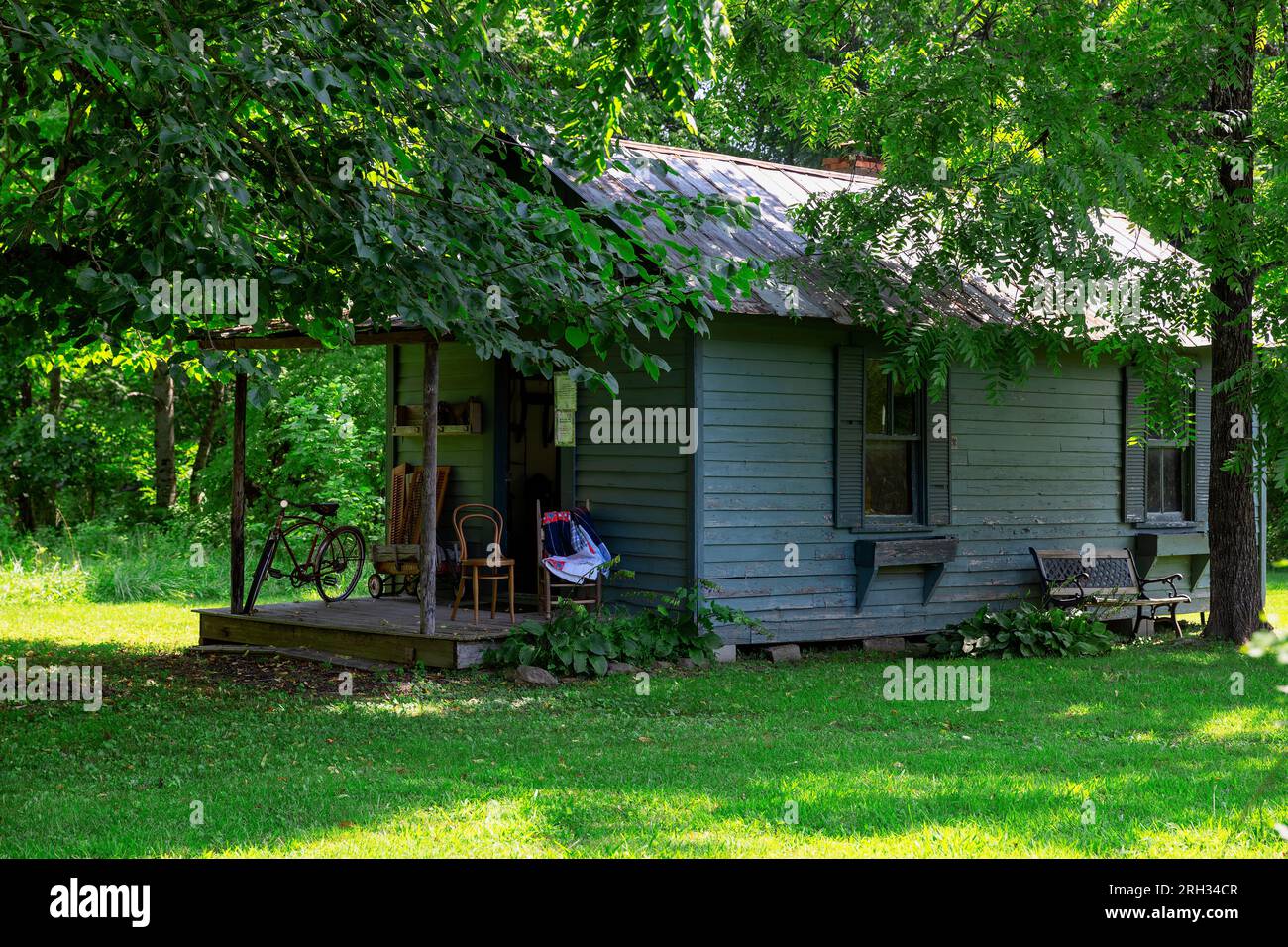 Rugby, Tennessee, USA - July 29, 2023: A small cabin along the main ...