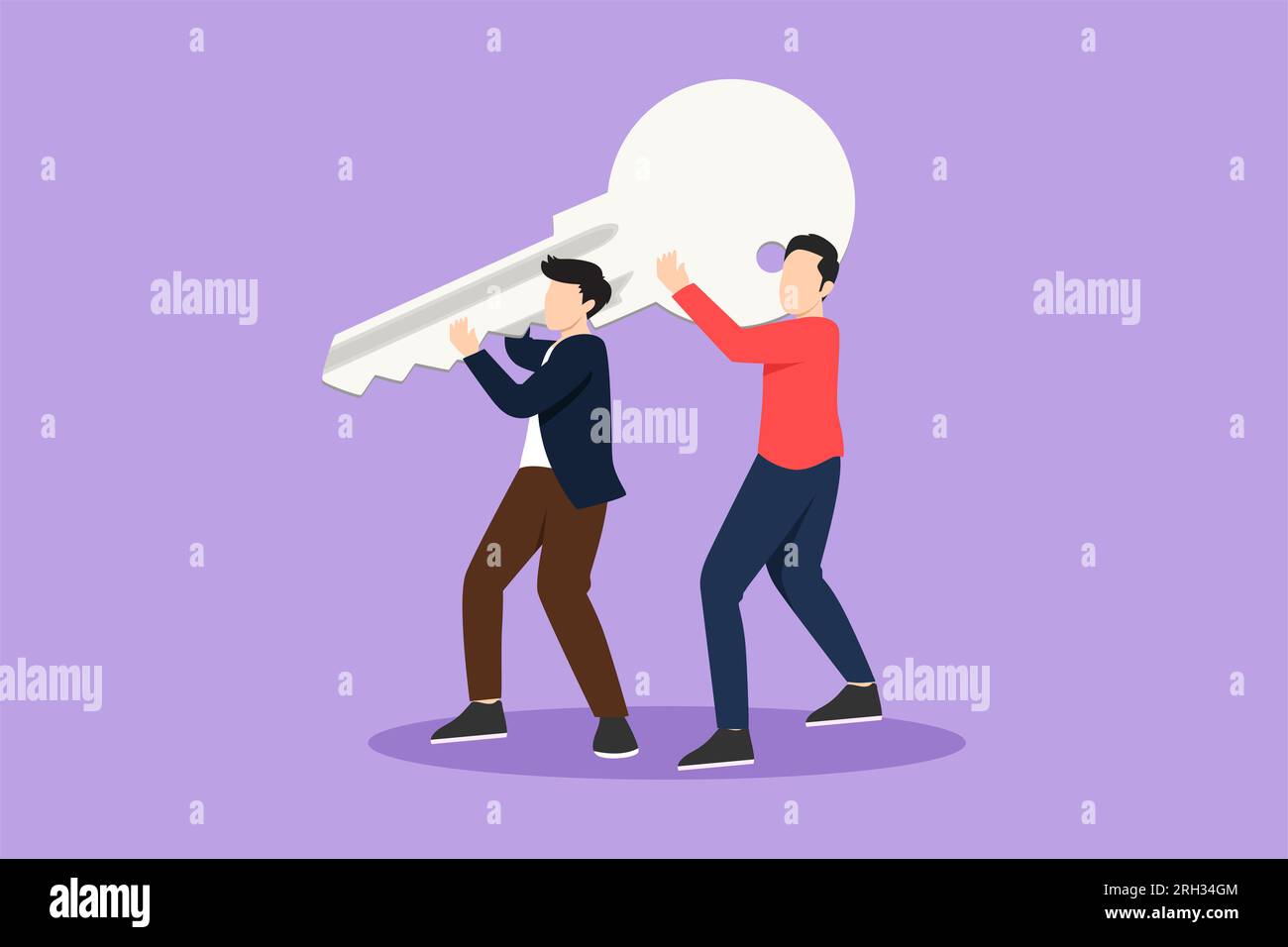 Cartoon flat style drawing business solution. Teamwork achievement ...