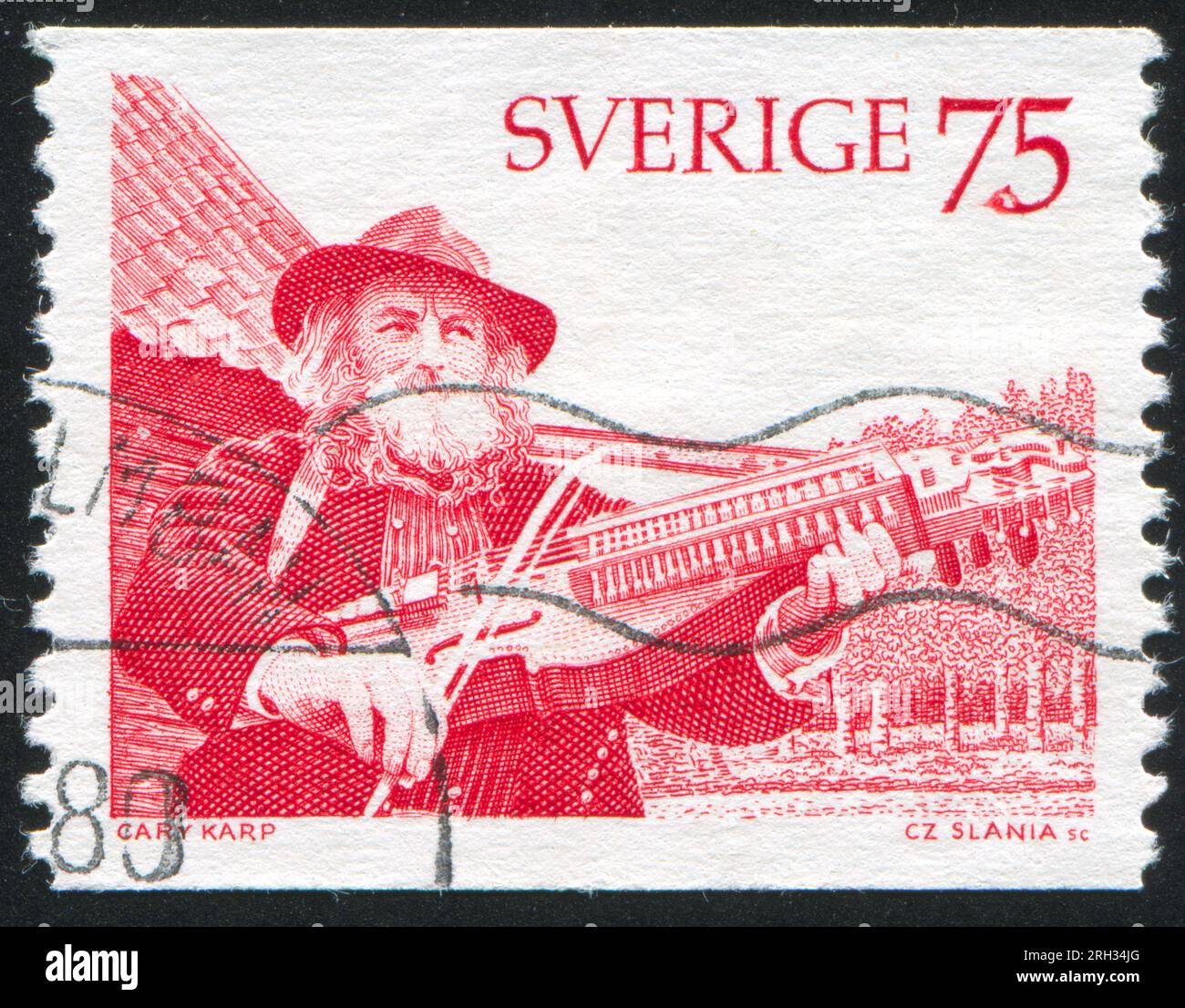 SWEDEN - CIRCA 1975: stamp printed by Sweden, shows Old Man Playing Key ...