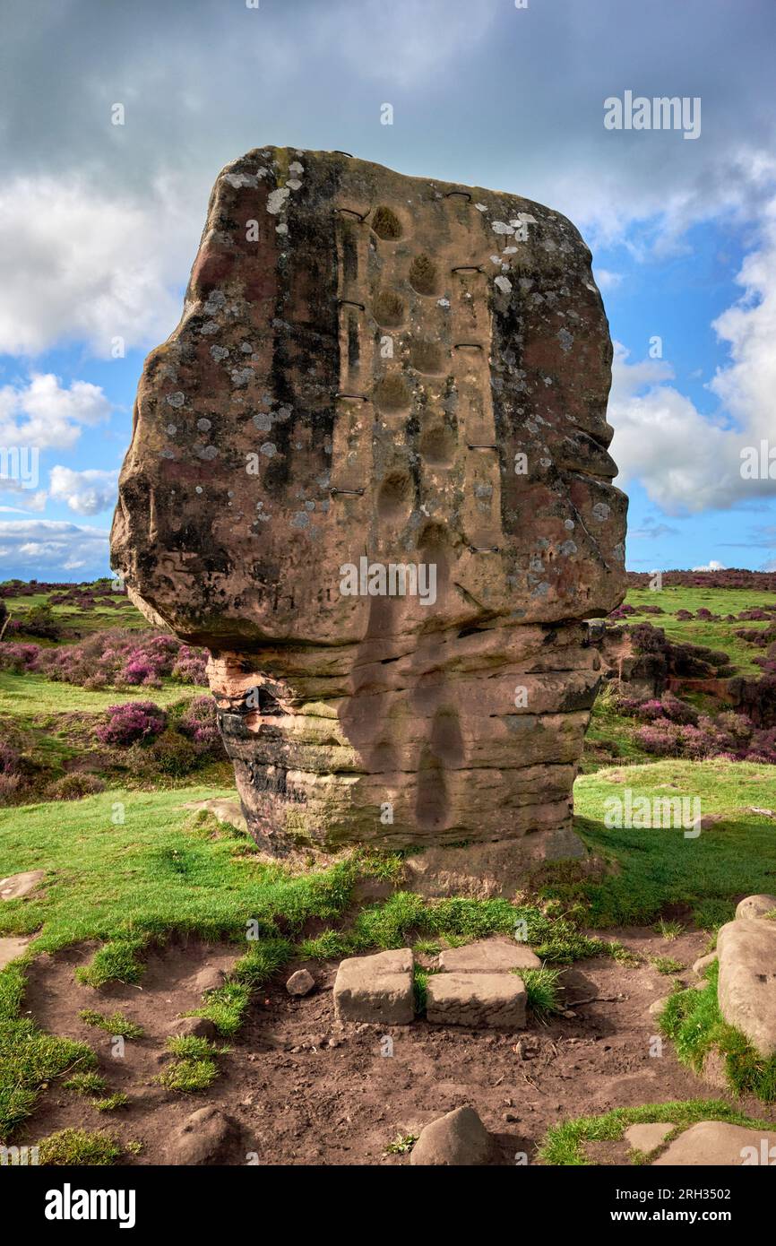 The Cork Stone natural sandstone erratic on Stanton Moor, Peak District ...