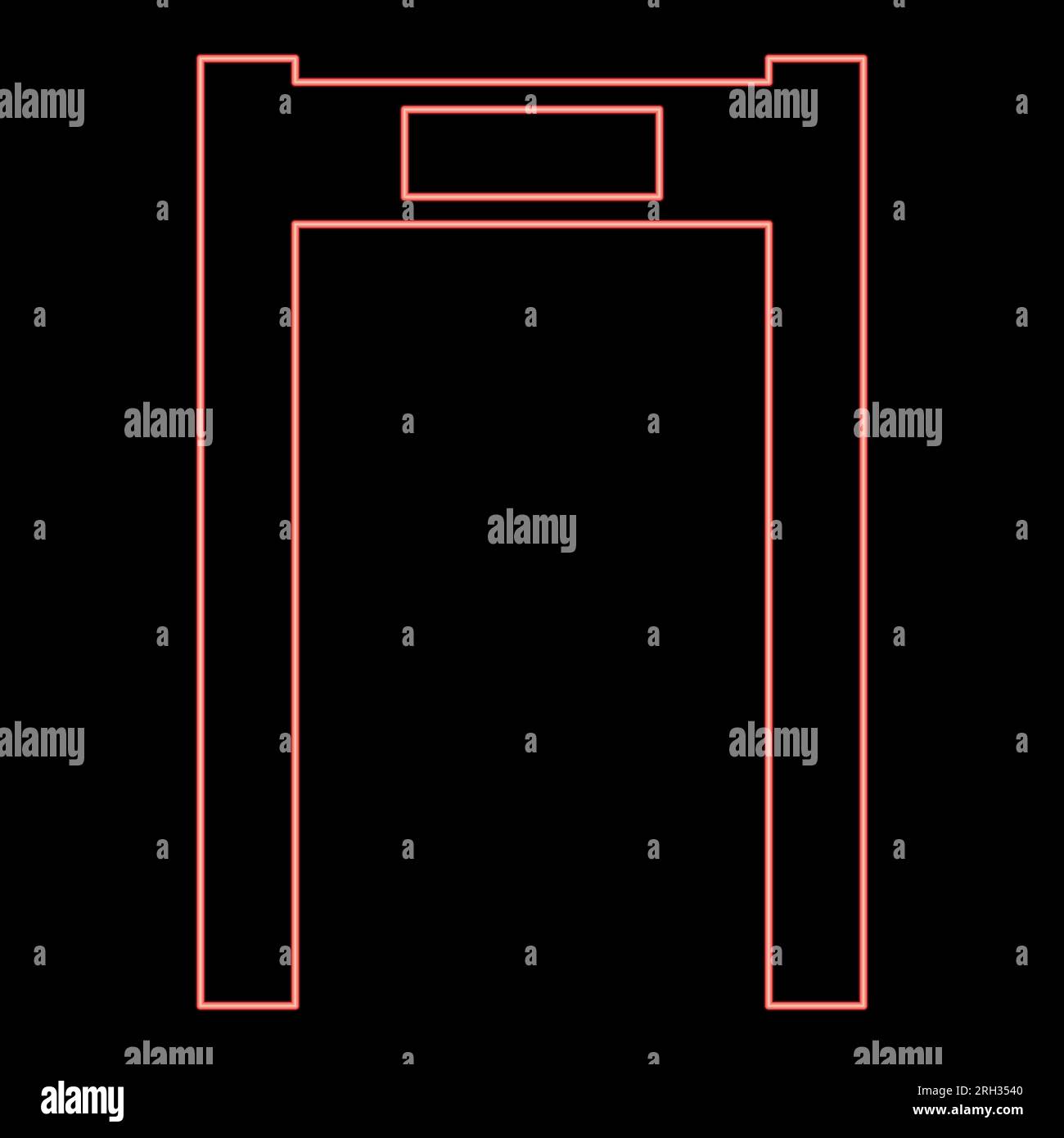Neon metal detector arch airport frame control concept red color vector ...