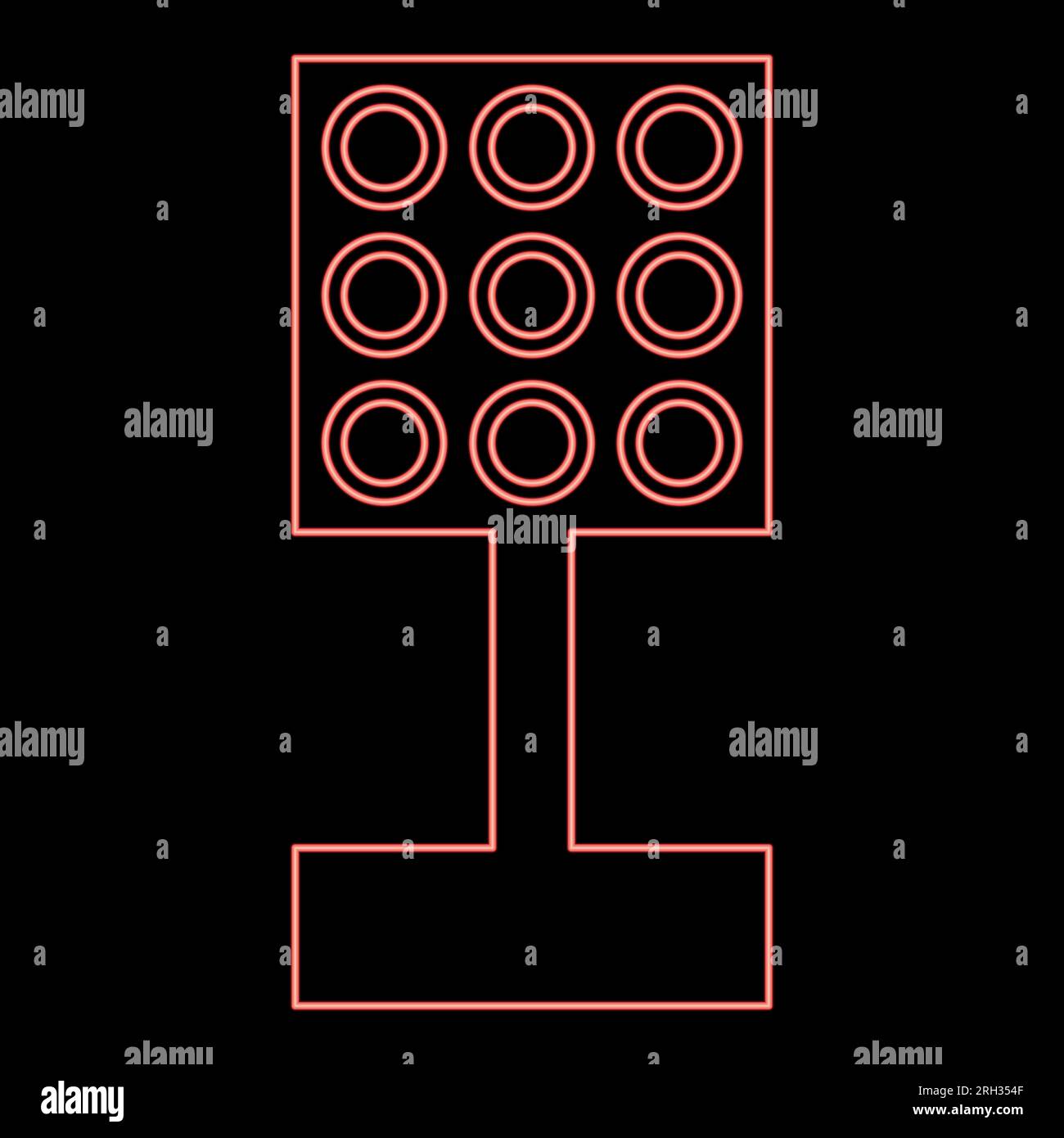 Neon stadium spotlight floodlight tower bright light red color vector ...