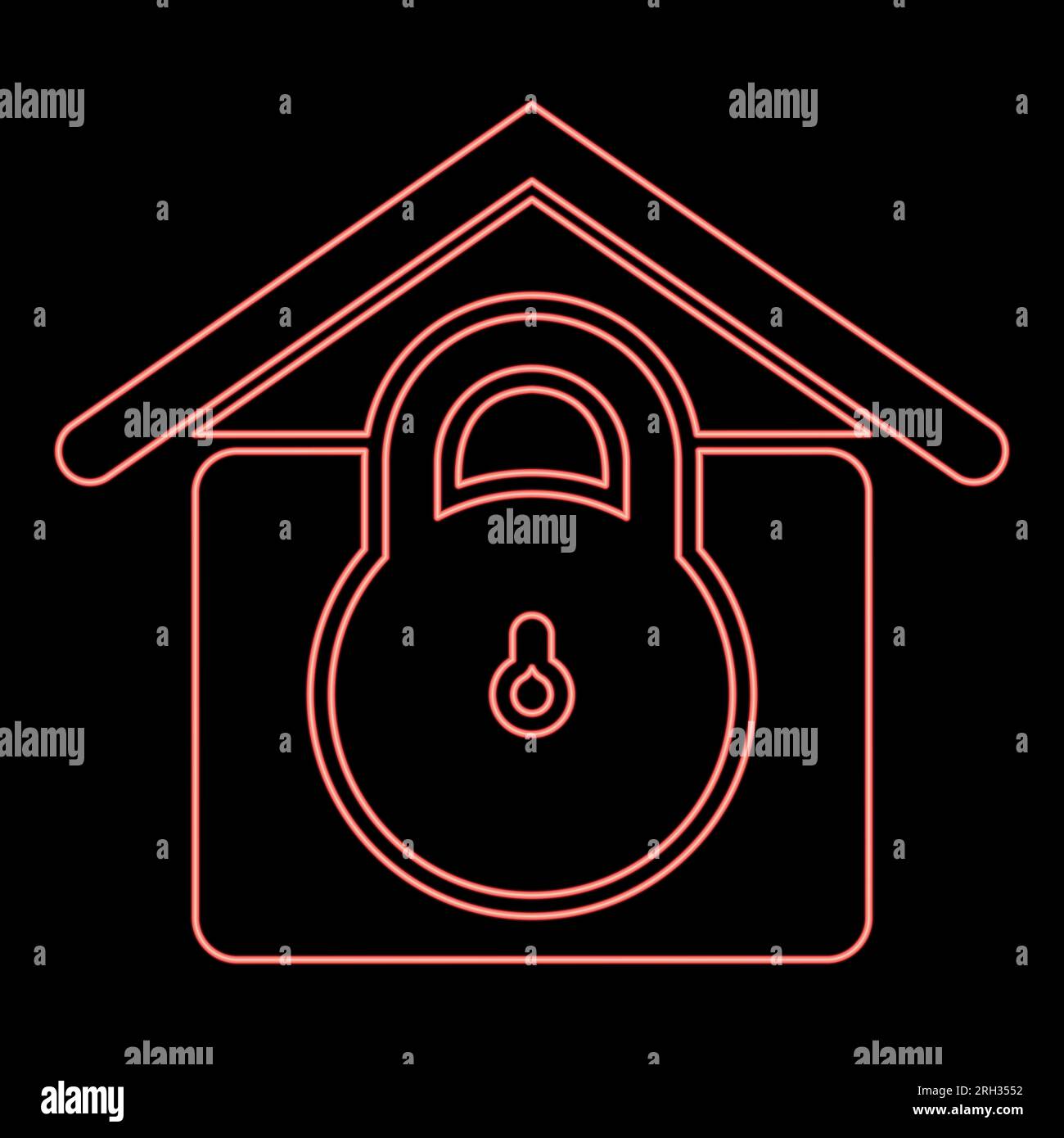 Neon lock house home protection with locked padlock concept safety ...