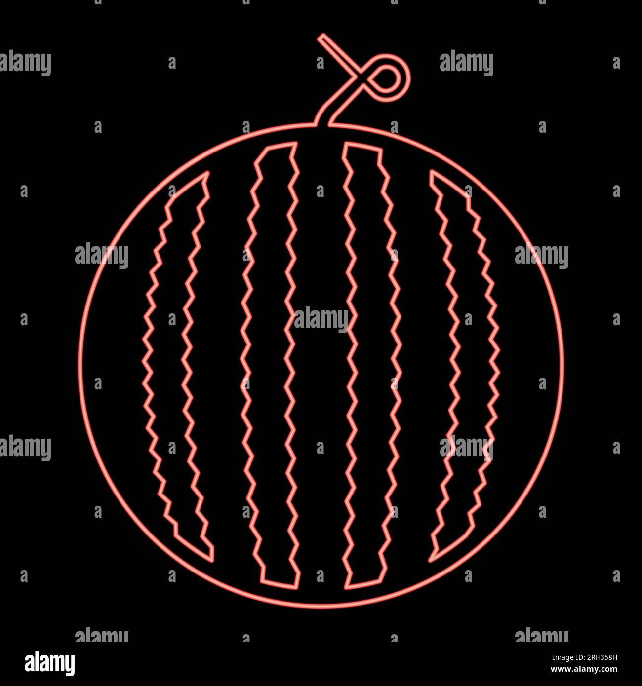 Neon watermelon ripe berry fruit summer food dessert red color vector ...