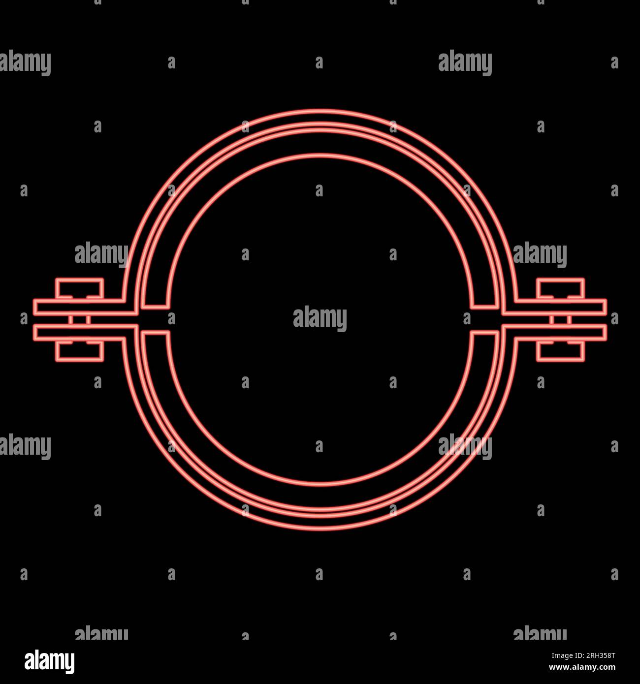 Neon metal clamp with rubber band hose red color vector illustration ...