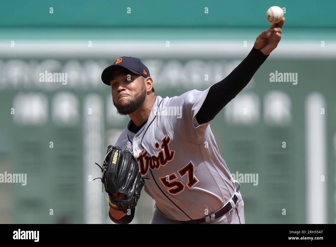 Detroit Tigers pitcher Eduardo Rodriguez delivers to a Boston Red Sox ...