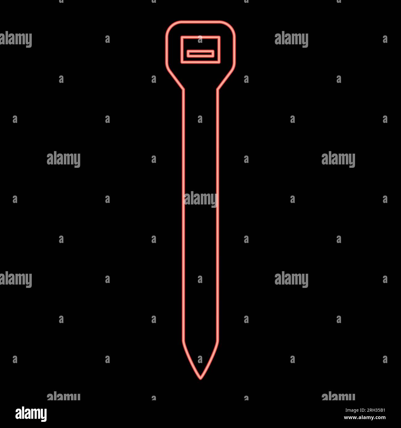 Neon cable tie zip building material red color vector illustration ...