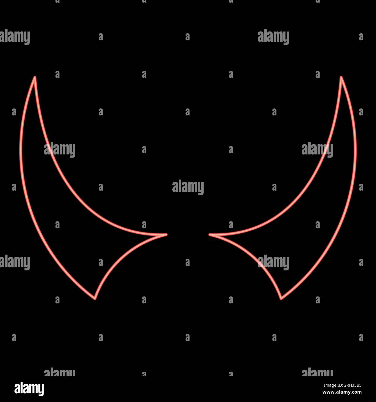 Neon horn of devil horns monster from hell Halloween carnival concept ...