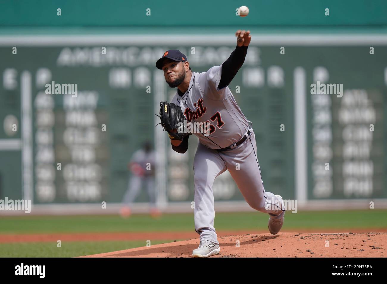 Detroit Tigers pitcher Eduardo Rodriguez delivers to a Boston Red Sox ...