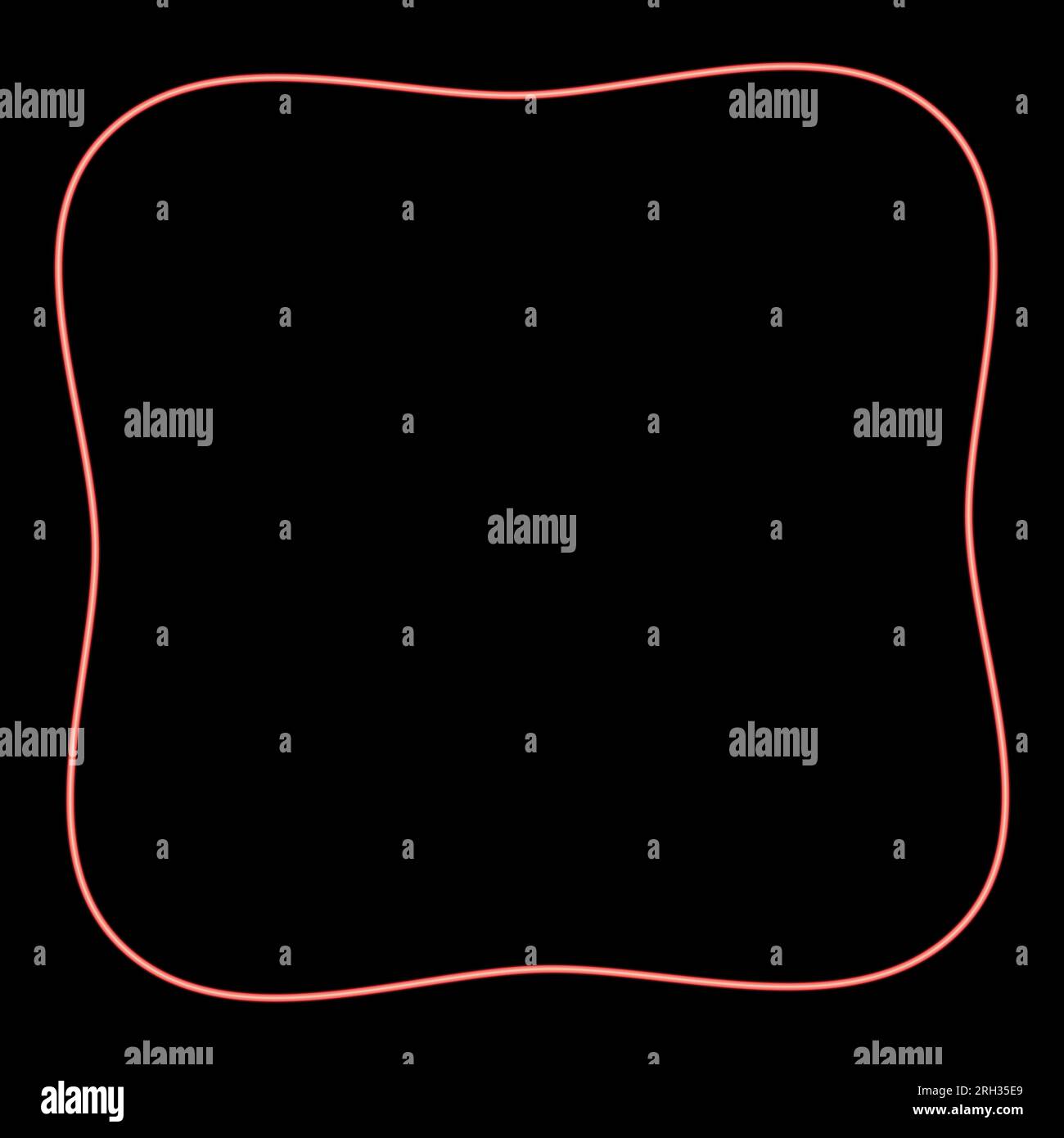 Neon square have rounded corners rectangle shape red color vector ...