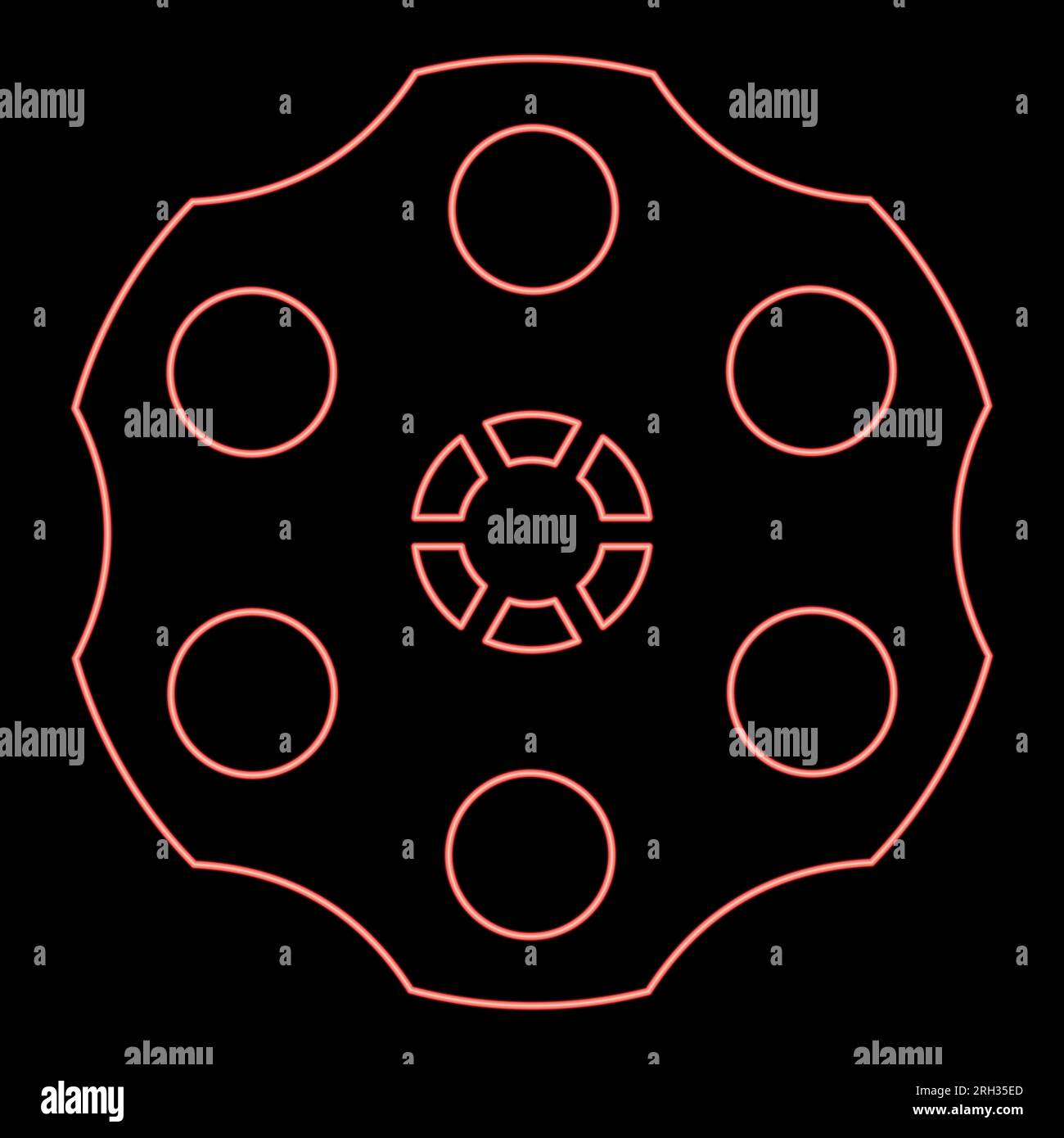 Neon the drum of the revolver red color vector illustration image flat ...