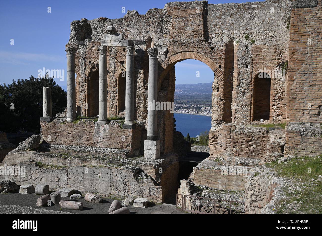 Landscape with scenic view of the Greco Romano Teatro antico di ...