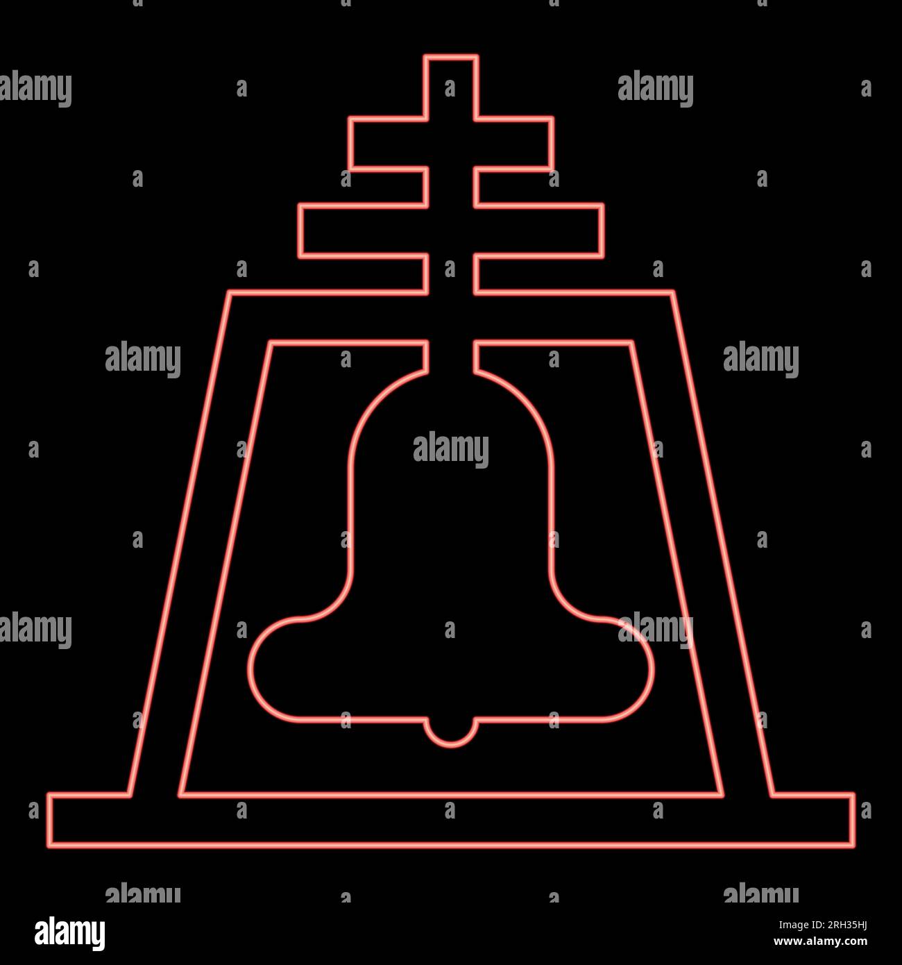 Neon church bell beam concept campanile belfry red color vector ...