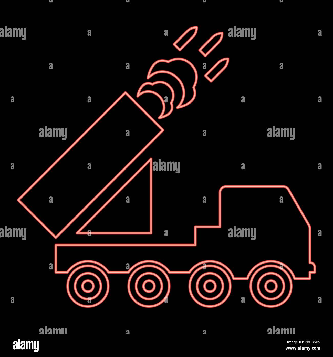 Neon multiple launch volley reactive rocket system fire shoots missiles ...
