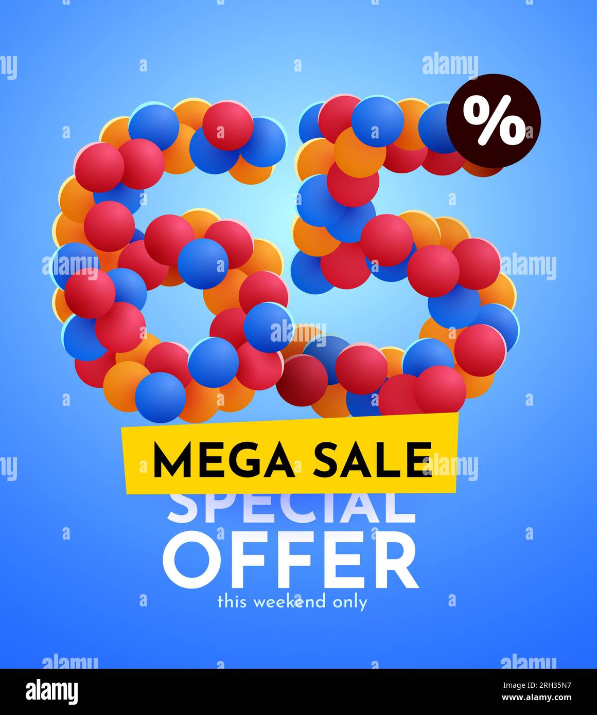 65 percent Off. Discount creative composition. Mega Sale. Vector illustration Stock Vector Image ...