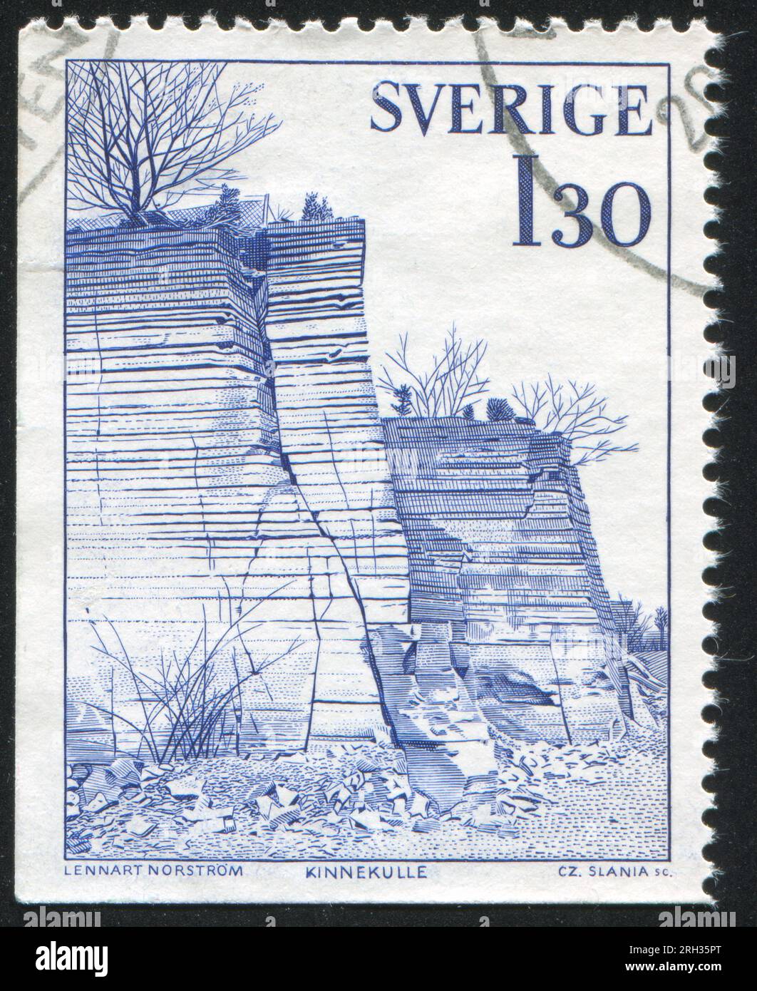 SWEDEN - CIRCA 1978: stamp printed by Sweden, shows Red Limestone Cliff ...