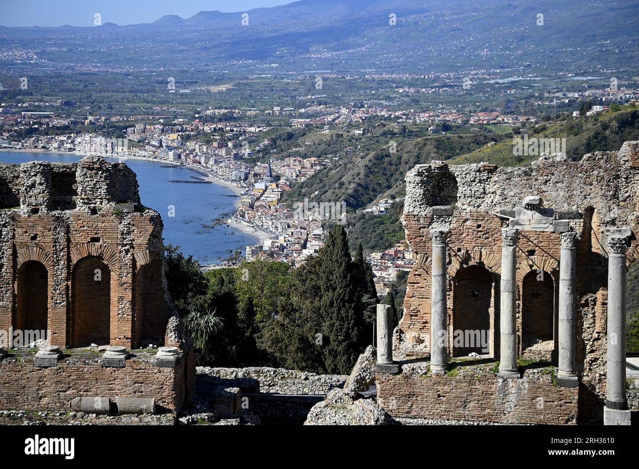 Landscape with scenic view of the Greco Romano Teatro Antico di ...