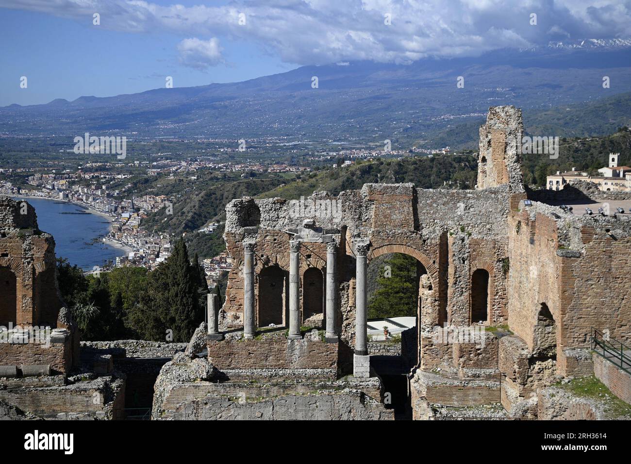 Landscape with scenic view of the Greco Romano Teatro Antico di ...