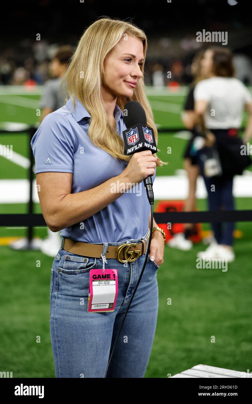 NFL network reporter Jane Slater reports from the sidelines of the ...