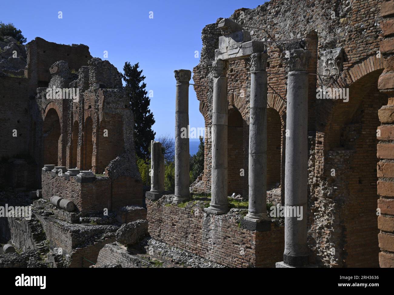 Landscape with scenic view of the Greco Romano Teatro Antico di ...