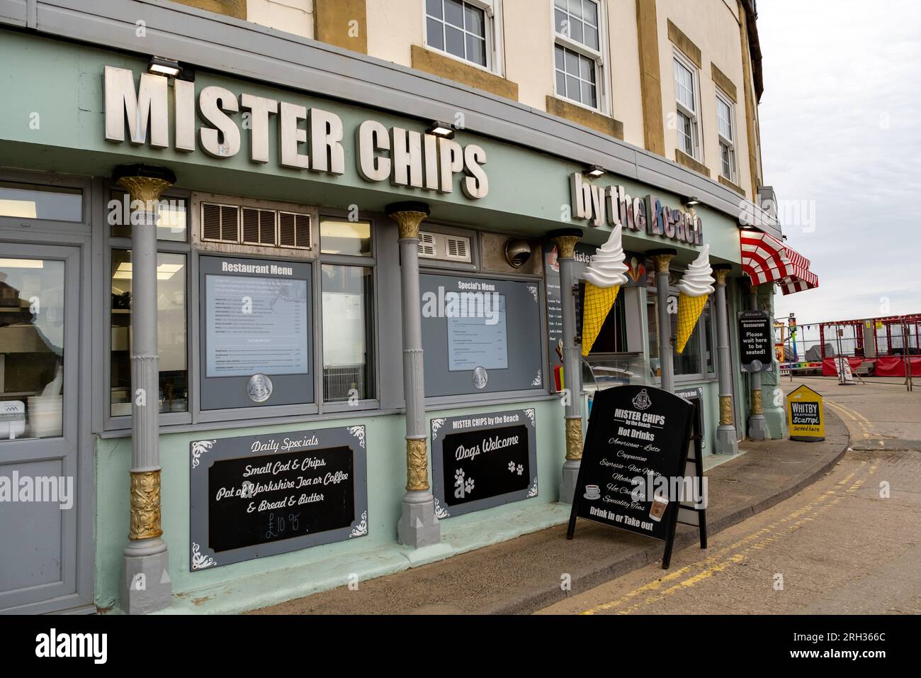 The exterior of Mister Chips chippy in the seaside town of Whitby in ...
