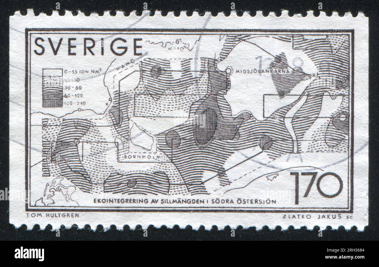 SWEDEN - CIRCA 1979: stamp printed by Sweden, shows Computer map of ...