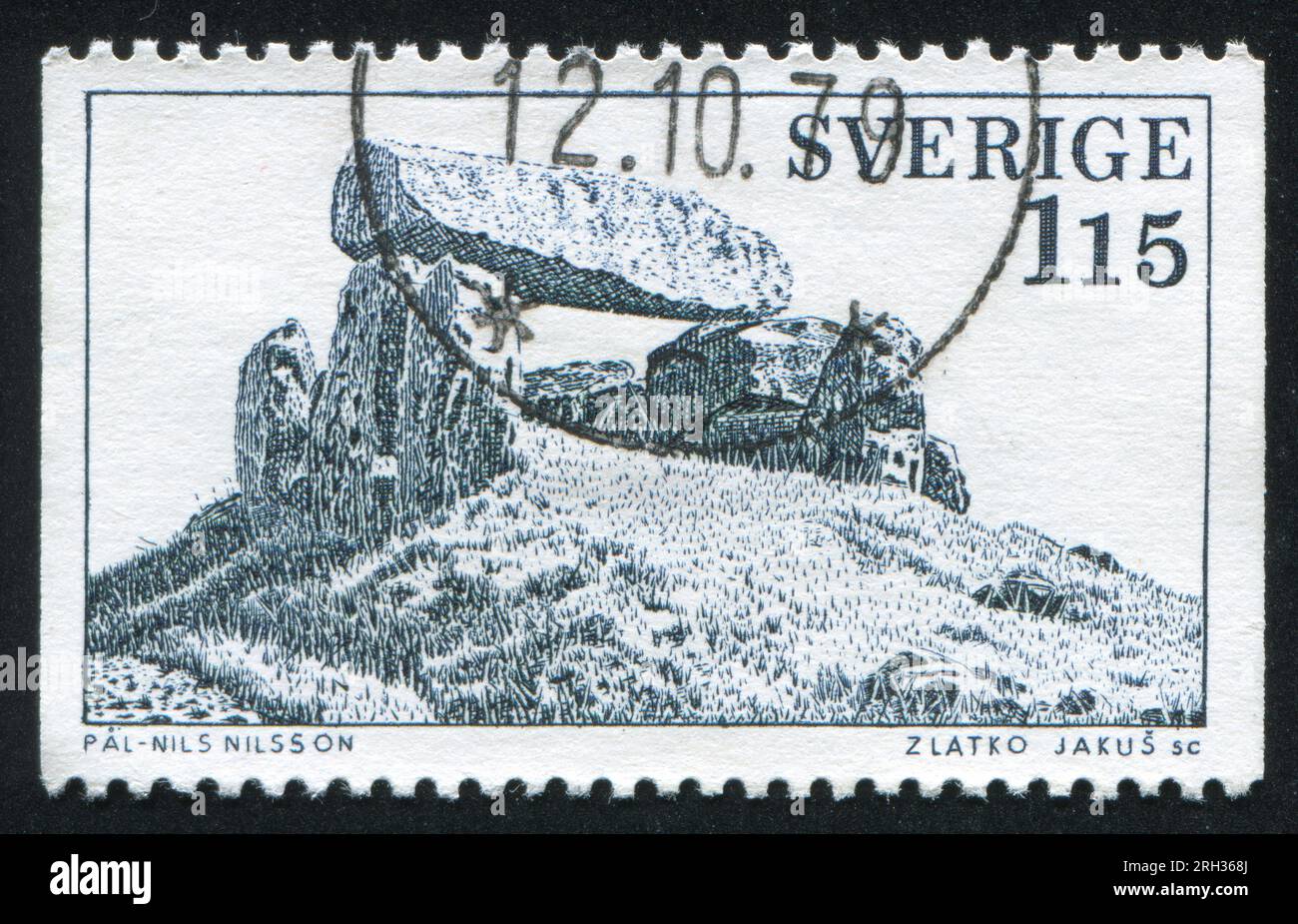 SWEDEN - CIRCA 1978: stamp printed by Sweden, shows Ancient rock tomb ...