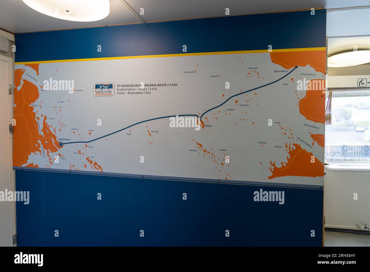 Stykkisholmur, Iceland - July 2, 2023: Map of the boat ride route on ...