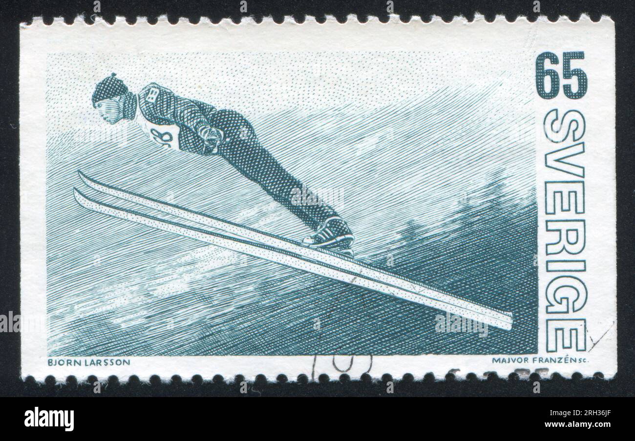 SWEDEN - CIRCA 1974: stamp printed by Sweden, shows Ski Jump, circa ...