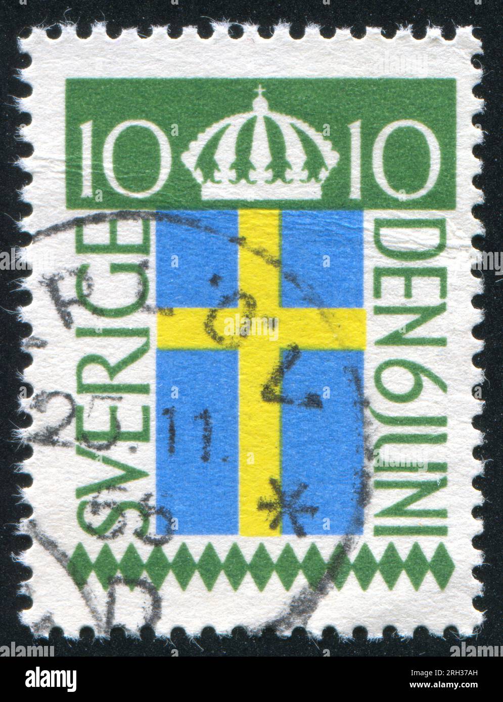 SWEDEN - CIRCA 1955: stamp printed by Sweden, shows Crown and Flag ...