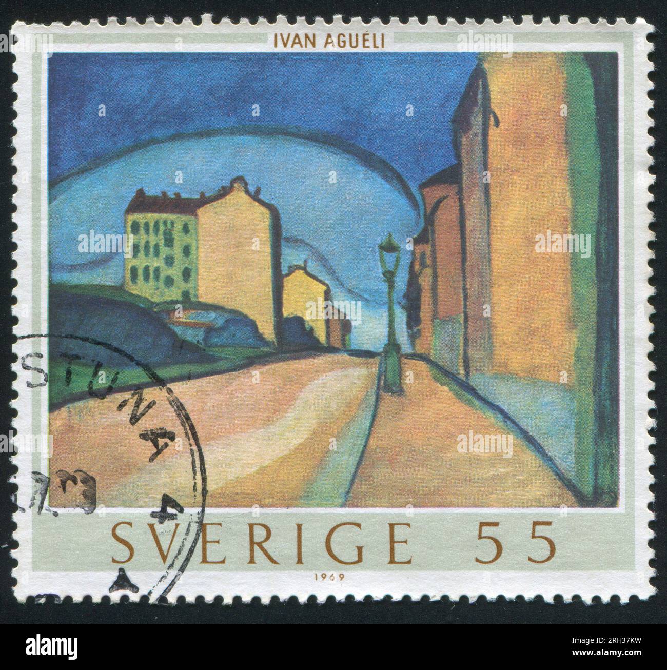 SWEDEN - CIRCA 1969: stamp printed by Sweden, shows Street at night by ...