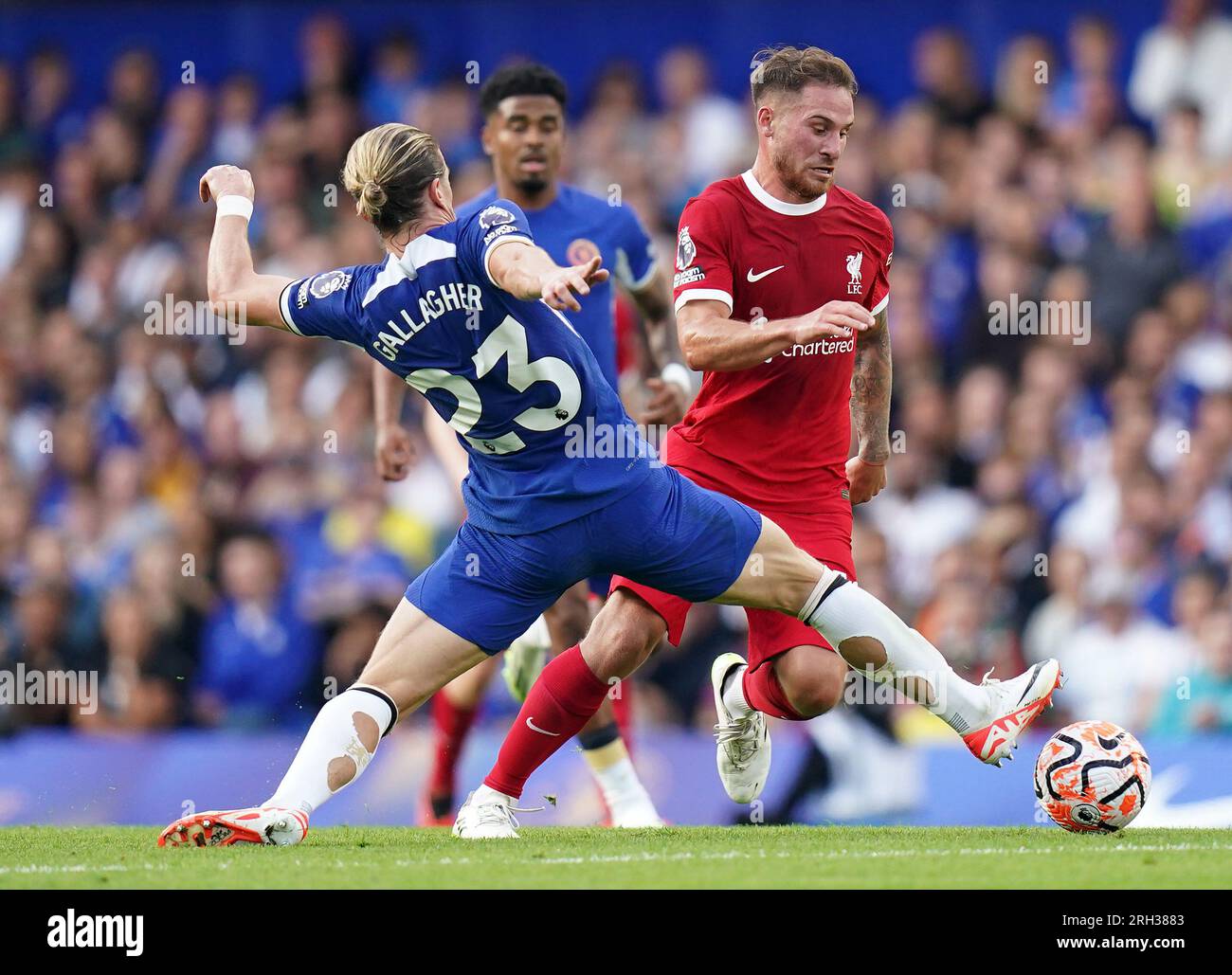 Liverpool's Alexis Mac Allister (right)and Chelsea's Conor Gallagher ...