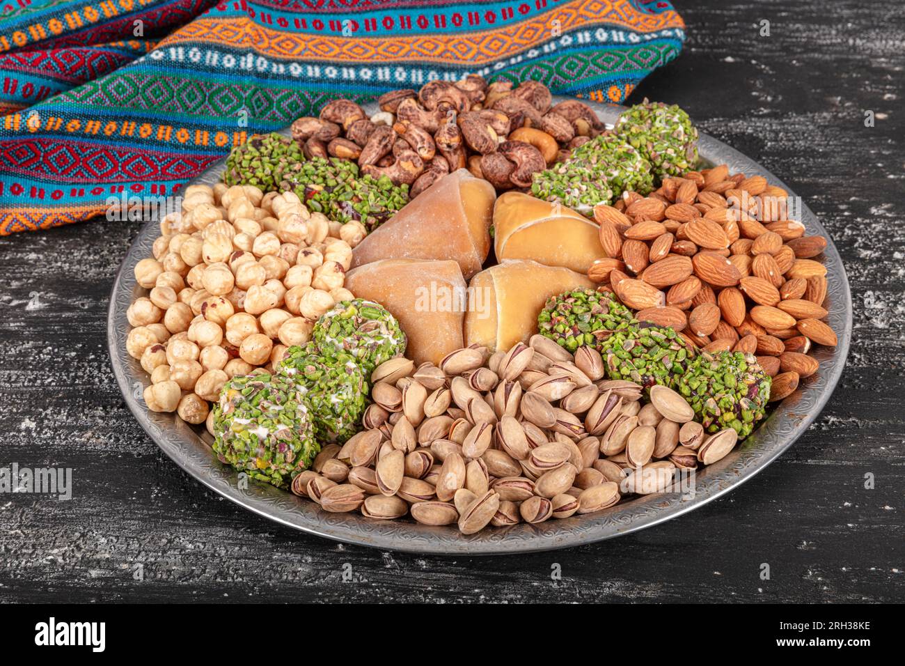 Mixed Nuts. Various nuts, pistachios, almonds, Turkish delight and ...