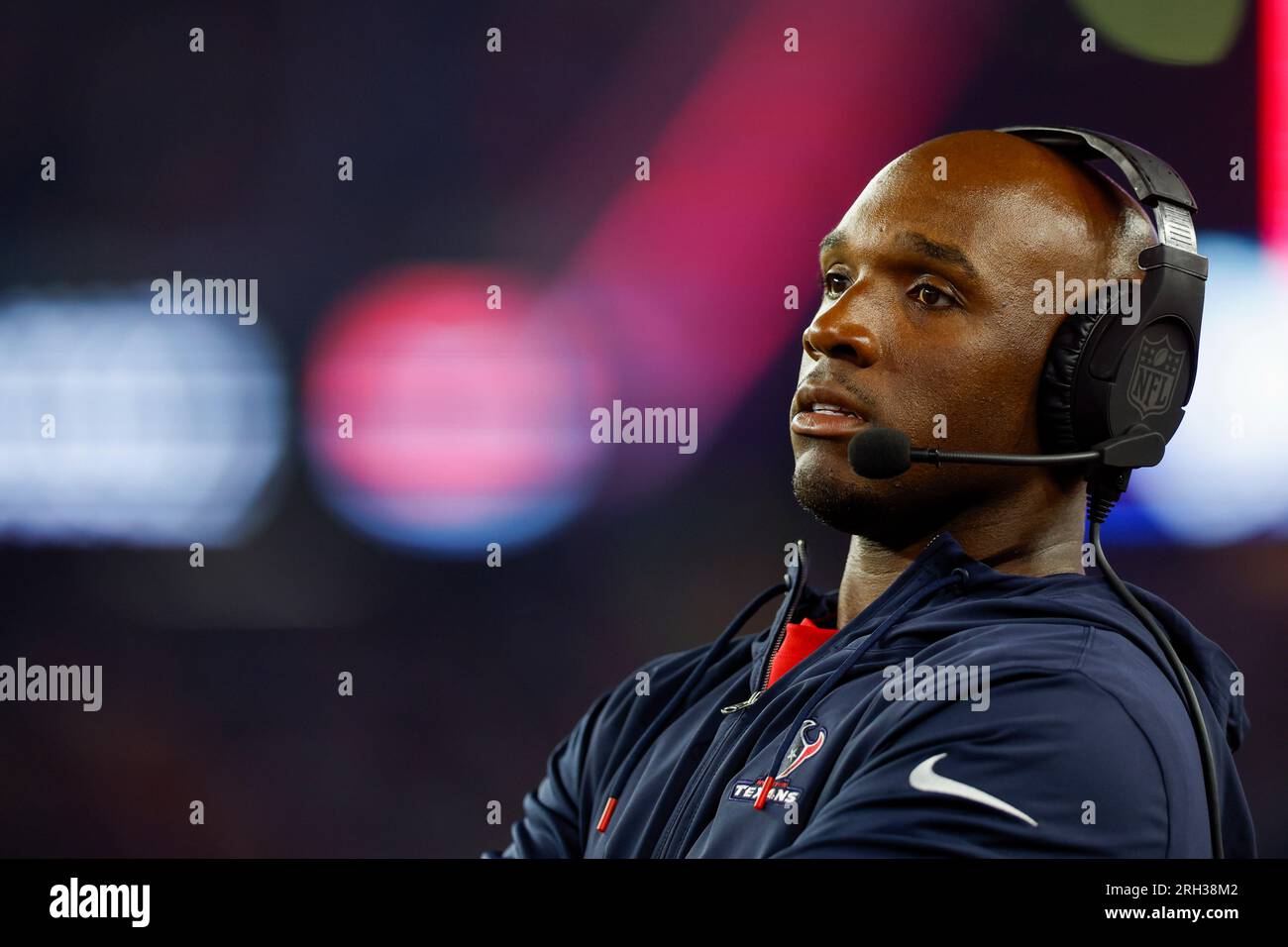 Houston Texans head coach DeMeco Ryans watches the action during the second half of an NFL pre ...
