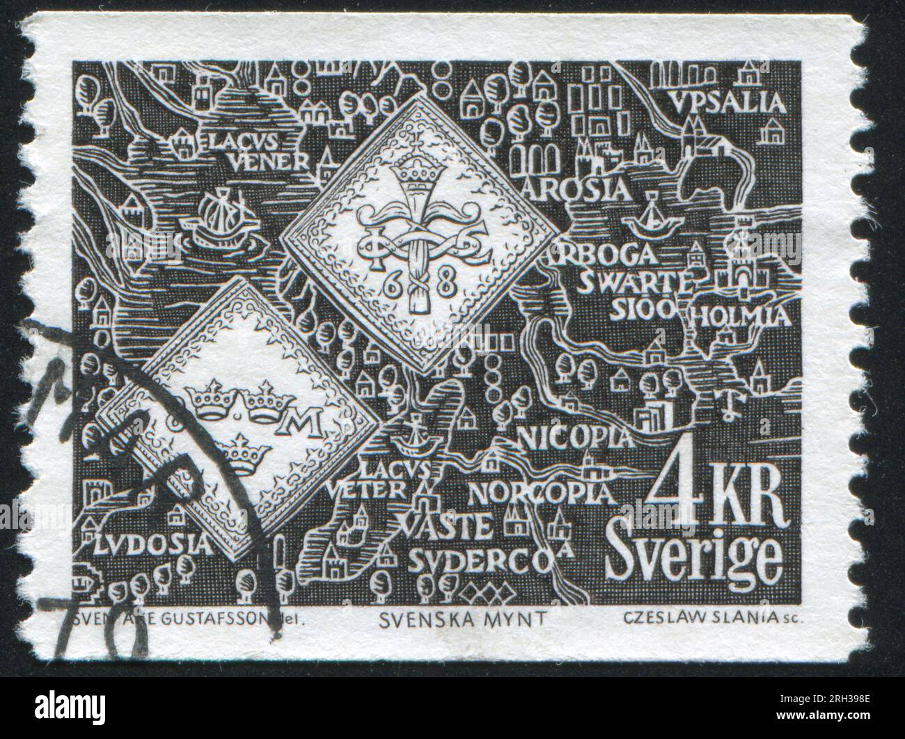 SWEDEN - CIRCA 1967: stamp printed by Sweden, shows Blood-money Coins ...