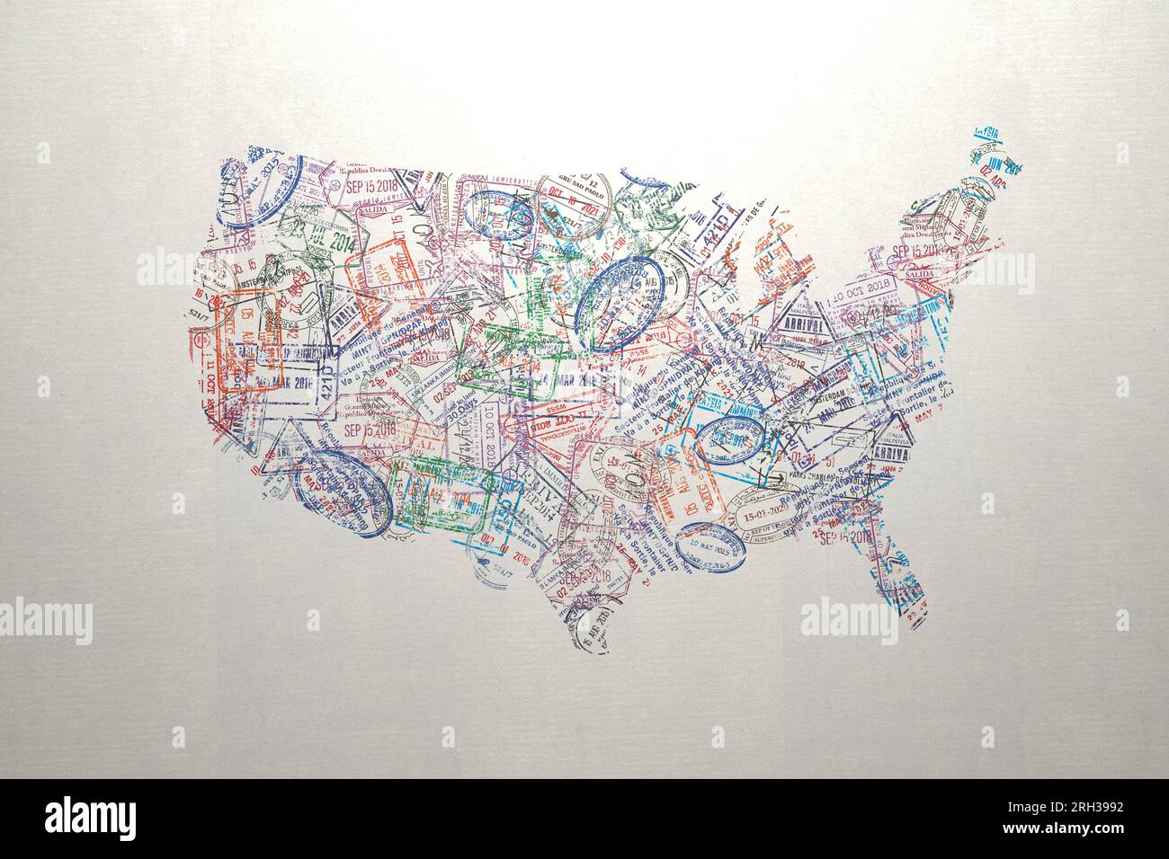 Map of USA from passport travel visa stamps. USA travel and tourism ...