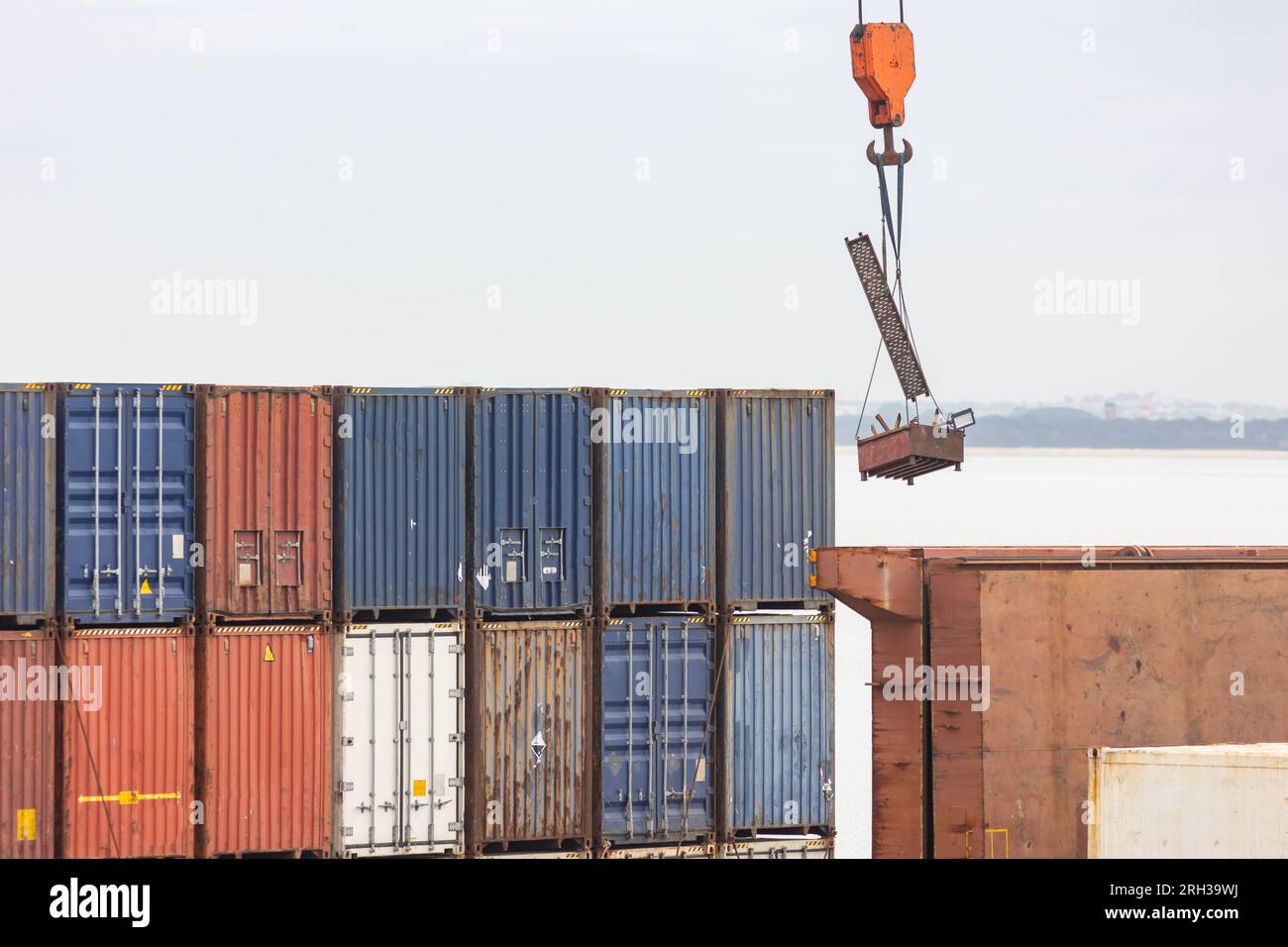 A bunch of cargo containers in the open air. Mid shot Stock Photo - Alamy