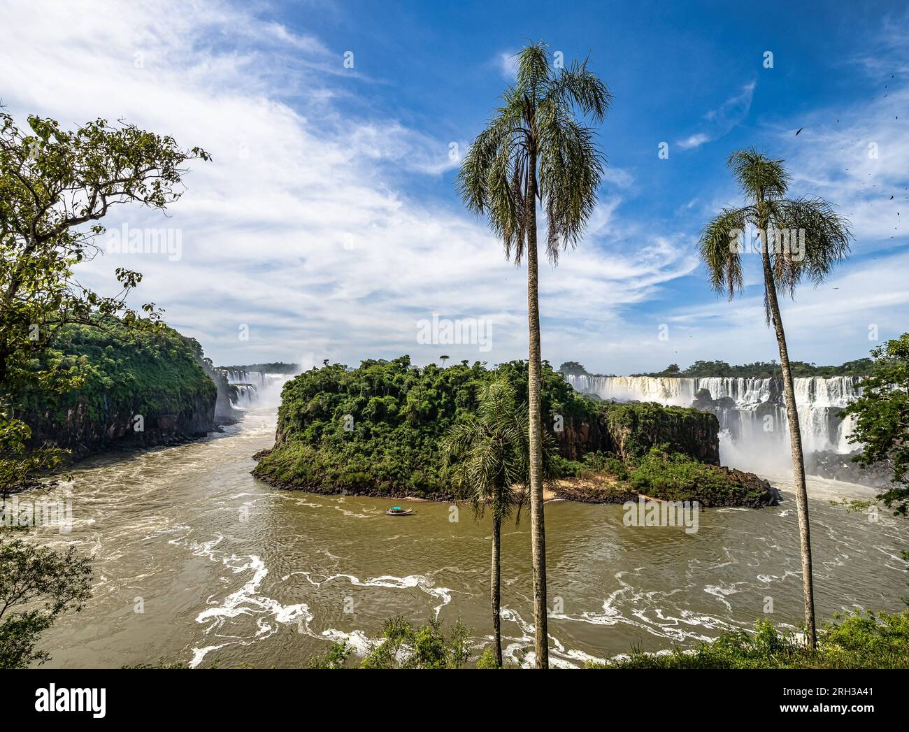 Iguazu Falls, the largest series of waterfalls of the world, located at ...
