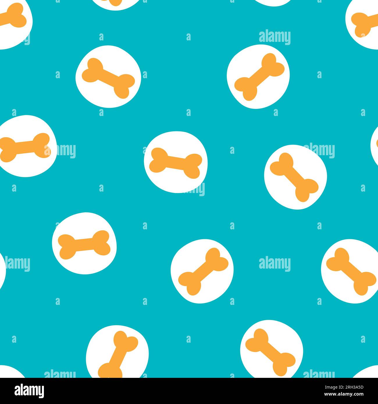 Seamless pattern with bone. Vector illustration on blue background. It ...