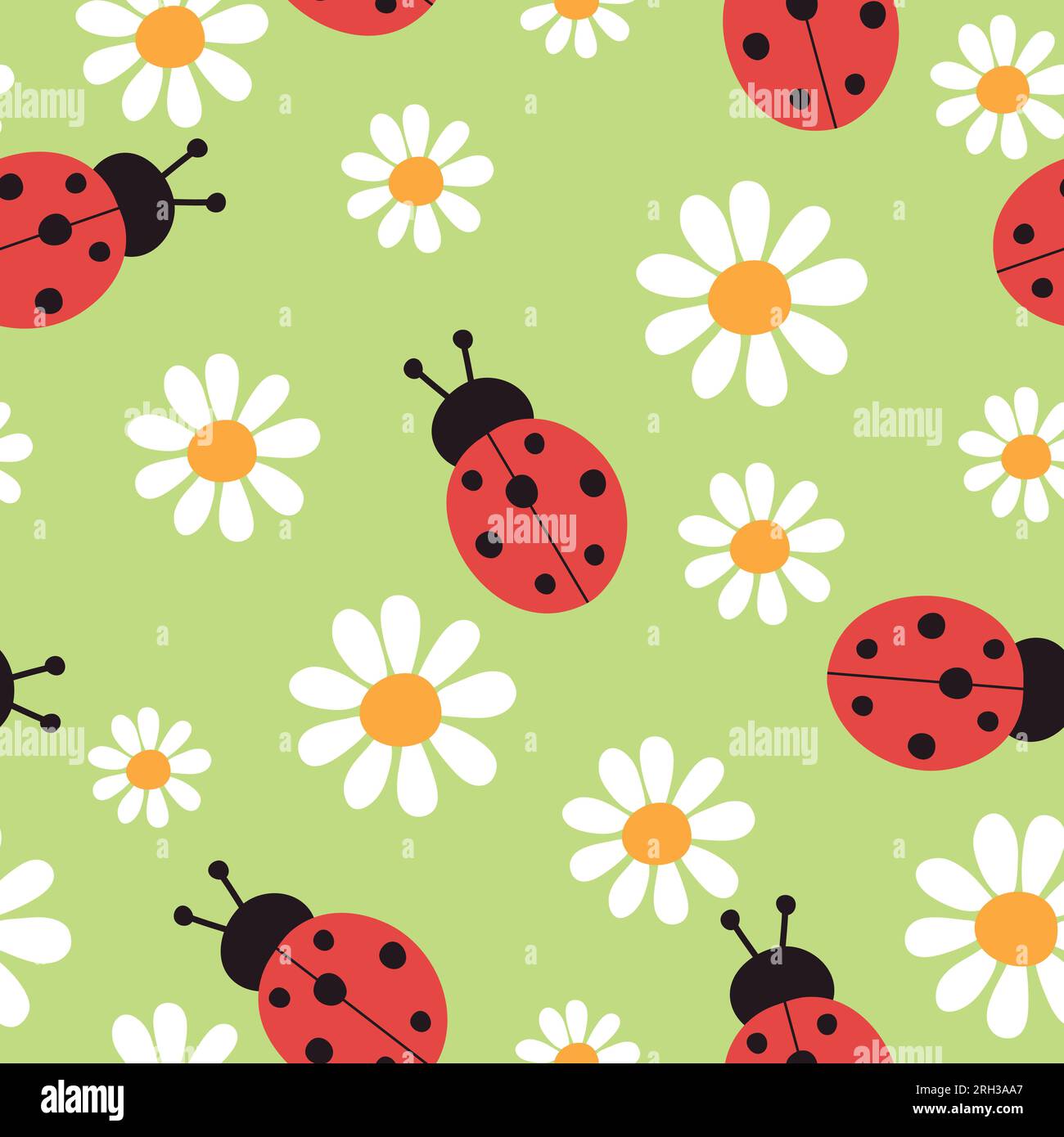Seamless pattern with ladybugs and daisies. Vector illustration. It can ...