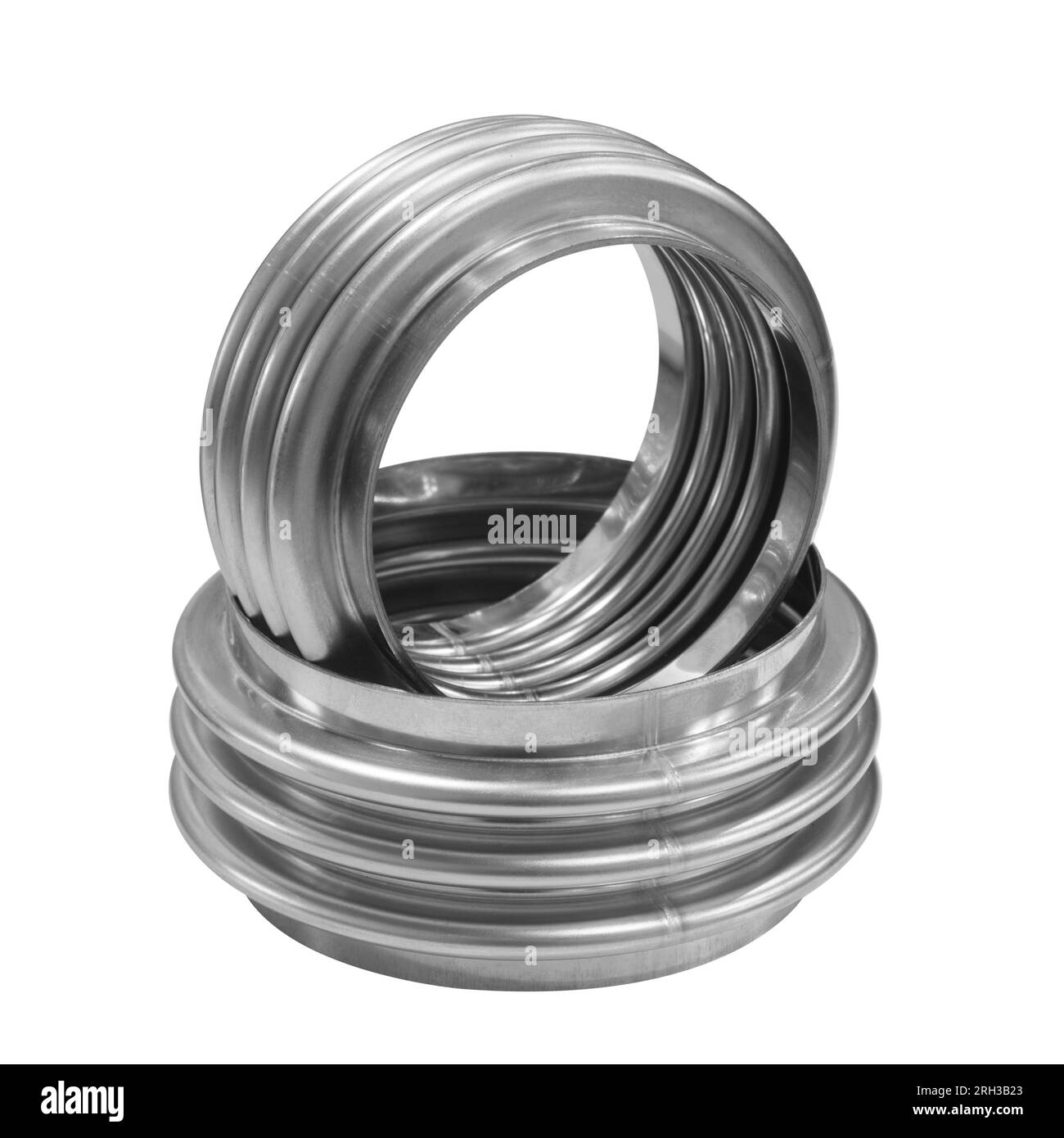 Stainless steel flexible pipes, close-up mackro. Industrial metal ...