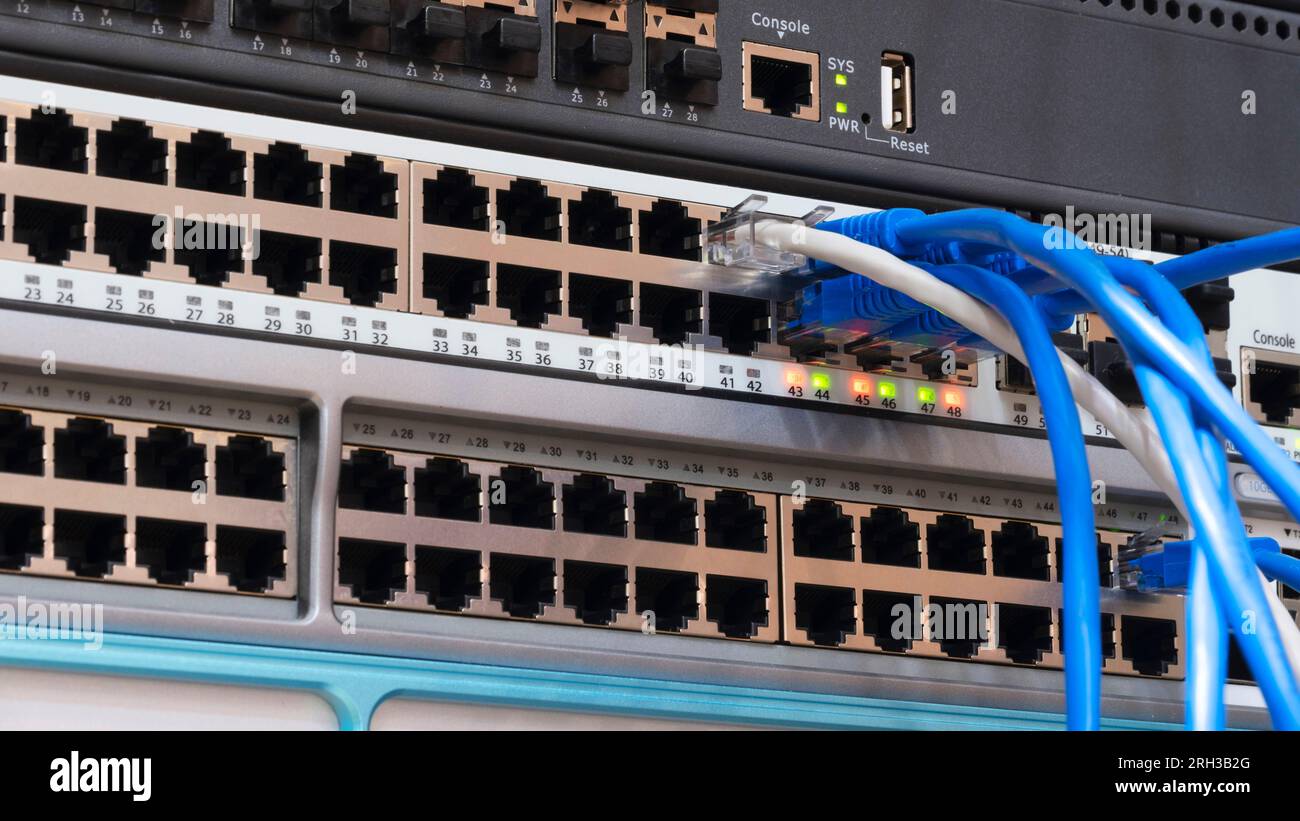 Multi Colored Network Cables Connected to Switch, network technology ...