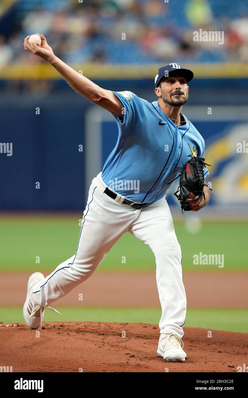 Tampa Bay Rays' Zach Eflin pitches to the Cleveland Guardians during ...