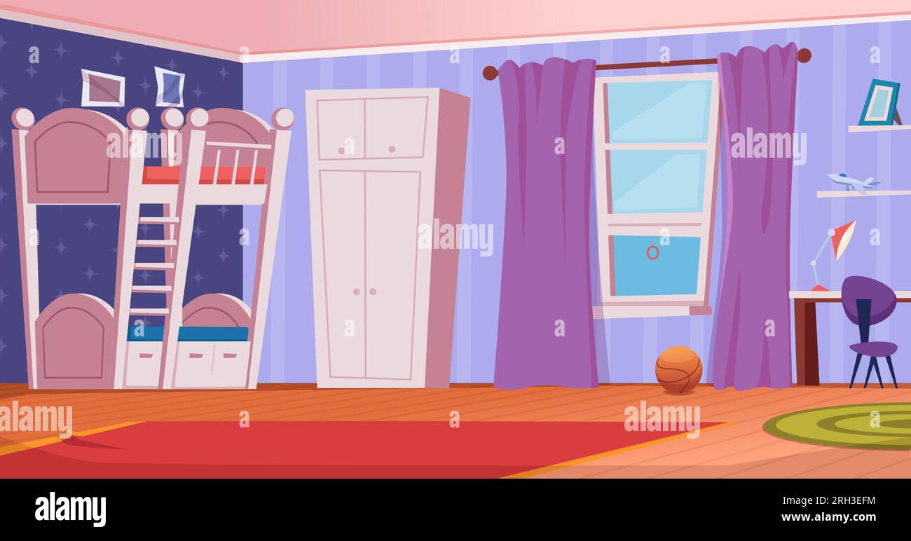 Kids room. Interior for playing kids attraction. Vector cartoon ...