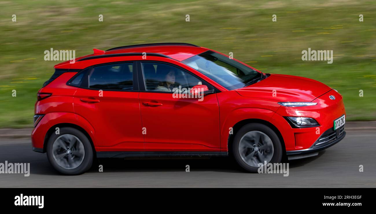 Milton Keynes,UK - Aug 10th 2023: 2021 red HYUNDAI KONA SE CONNECT EV ...