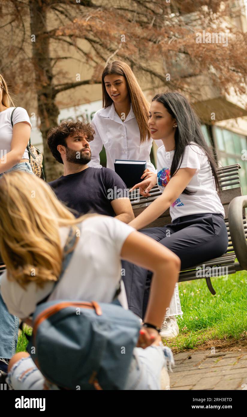 Students talking outside classroom hi-res stock photography and images ...