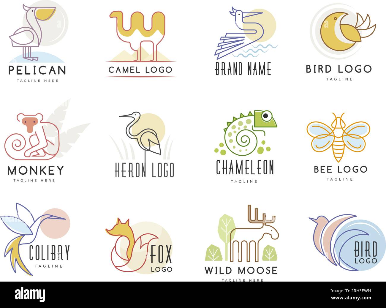 Animal logo. Different identity brand with various animals recent ...