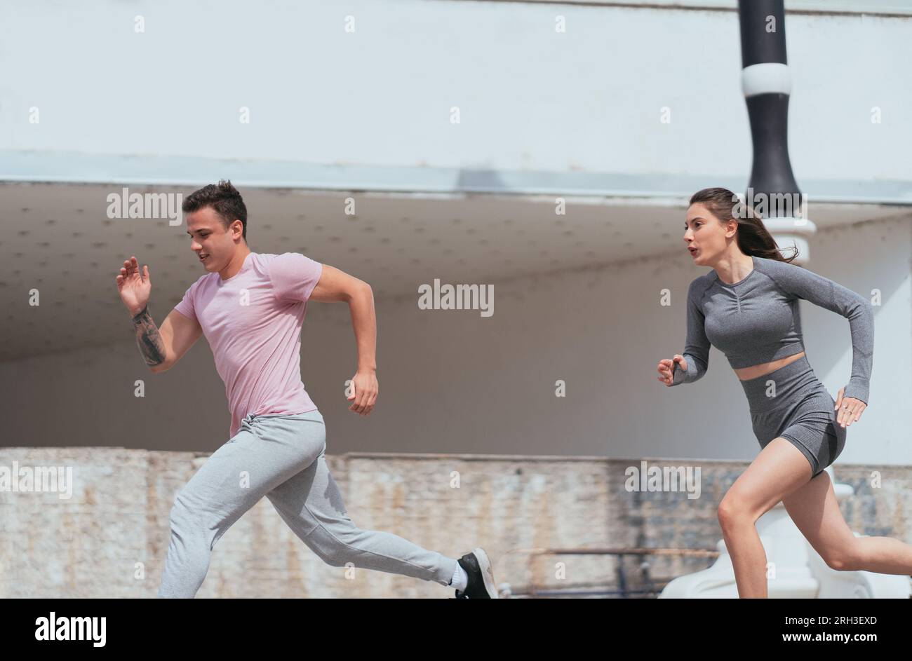 Sporty couple having fun practicing hi-res stock photography and images ...