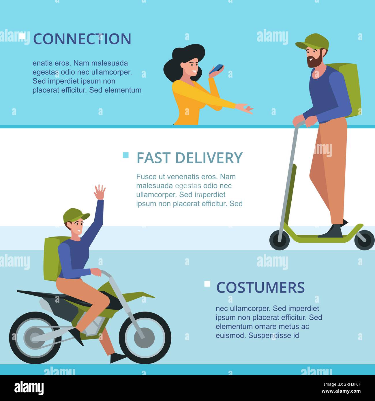 Delivery banners. fast delivery service characters and happy costumers ...