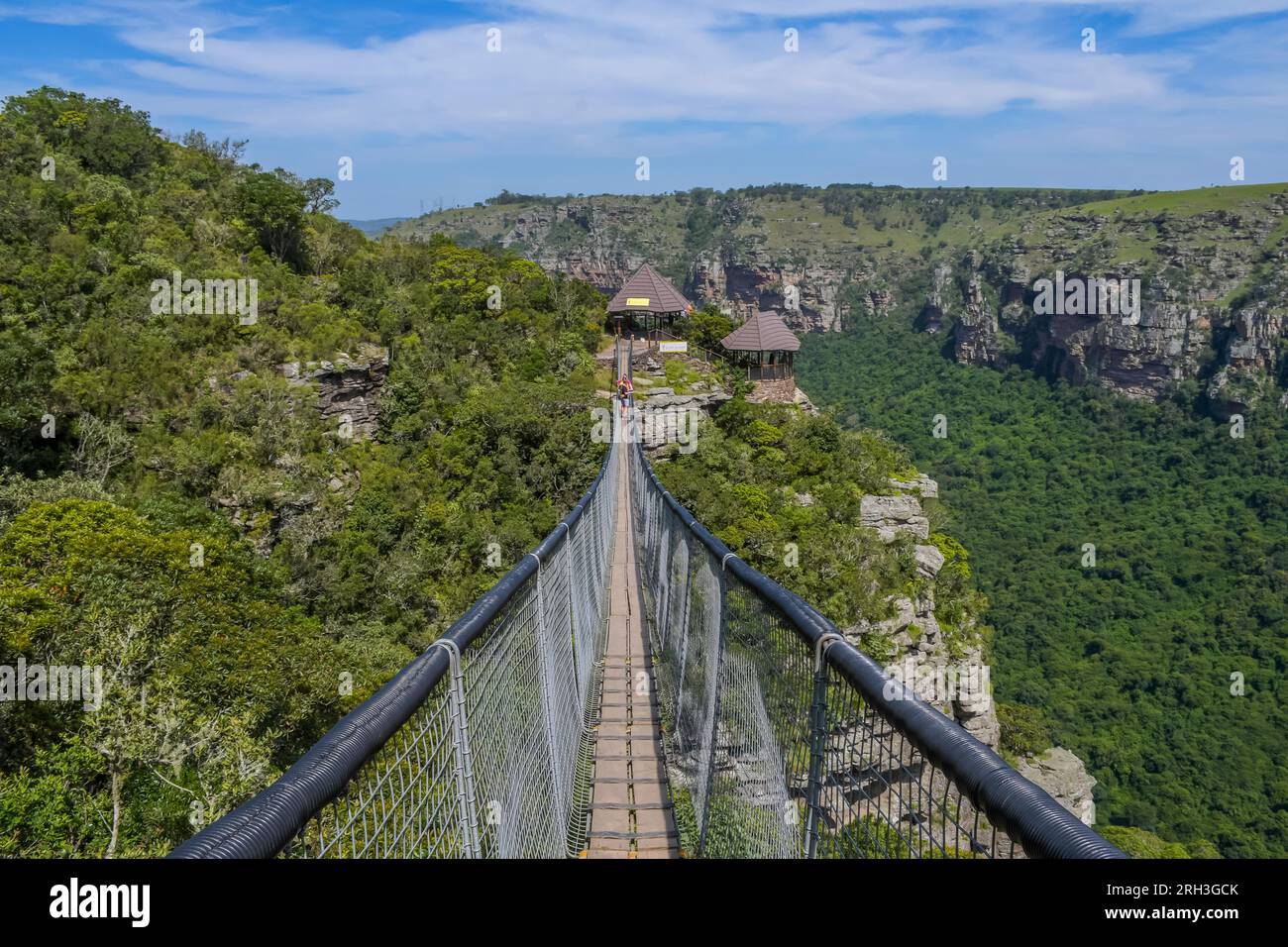 Lake Eland Nature reserve in Oribi gorge with a hanging suspension bridge south africa Stock ...